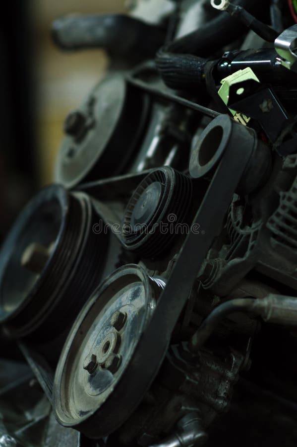 An Old Engine Under Old Gray Car Stock Photo - Image of installation ...