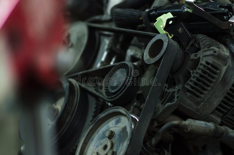 An Old Engine Under Old Gray Car Stock Image - Image of complex ...