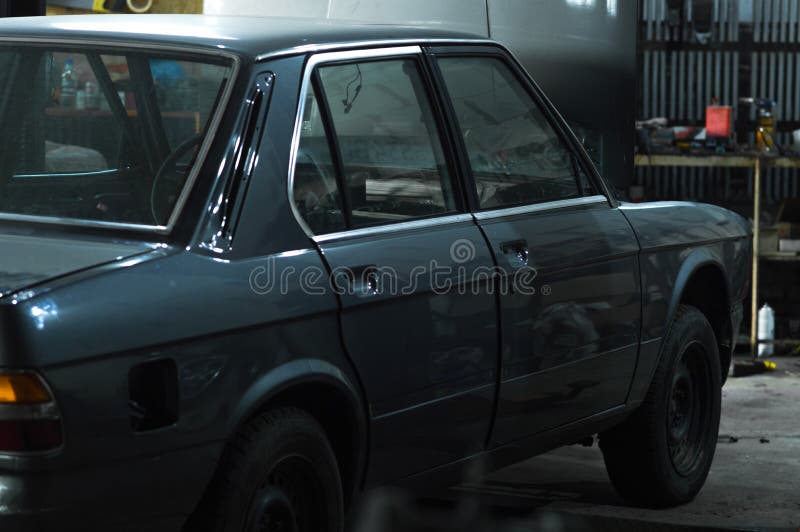 An Old Engine Under Old Gray Car Stock Photo - Image of internal ...