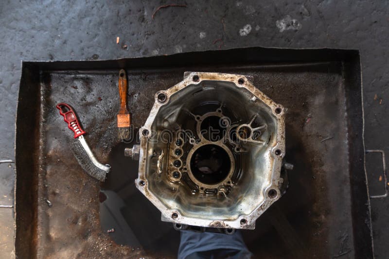 Old Engine Was Dismantled Washed and Maintained Stock Image - Image of ...