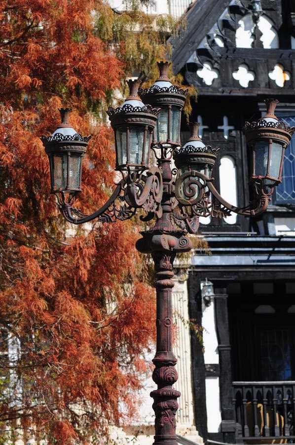 Old England lamp post stock image. Image of castle, tree - 49057491
