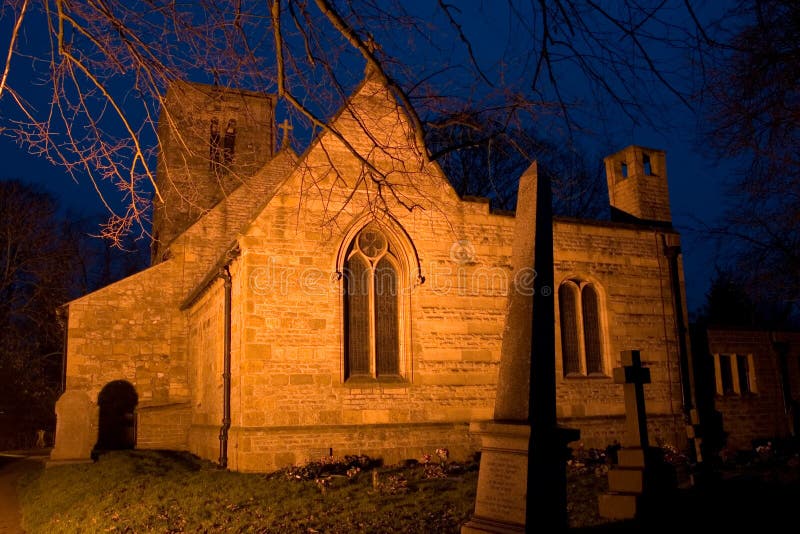 Old English Church at Dusk stock photo. Image of long - 2676708
