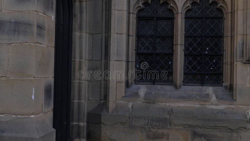 Old English Church Tower with Stained Glass Windows Stock Video - Video ...