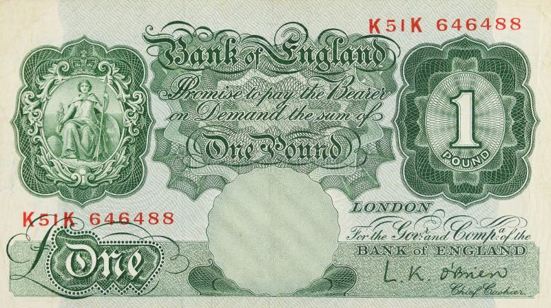 Old English One Pound Note. Editorial Photography - Image of tender ...