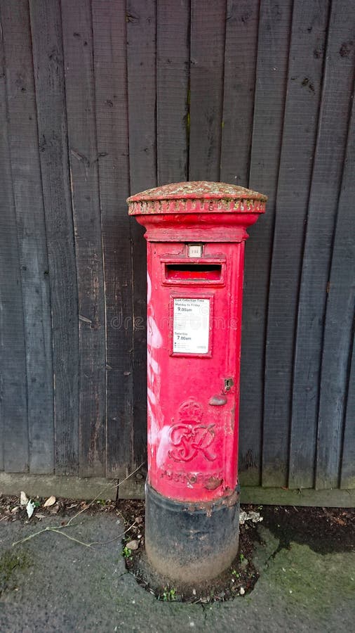 Old English Red Post Office Box Flooded Stock Photo - Image of flooded ...