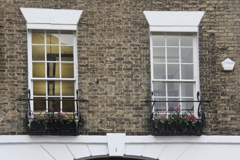 Old English Tudor Style Decor, White Windows Stock Image - Image of ...