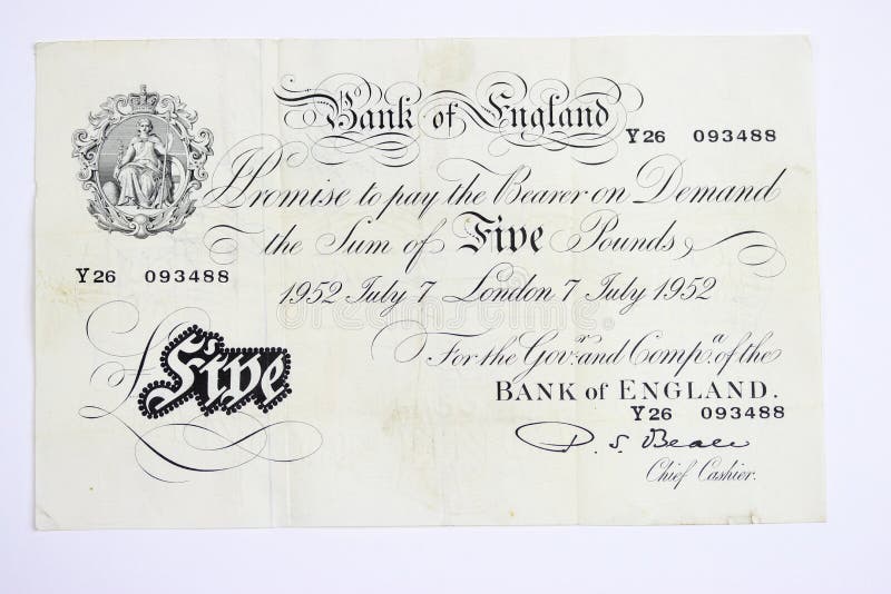 Bank England White Five Pound Note Stock Photos - Free & Royalty-Free ...
