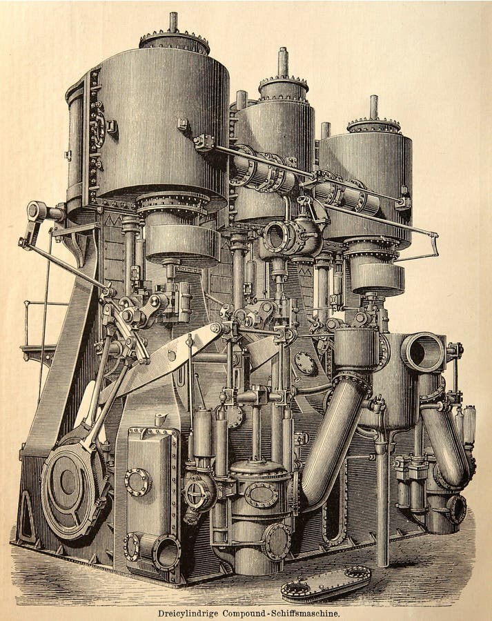 Old Engraving of Steam Engine Editorial Photo - Image of burning, smoke ...