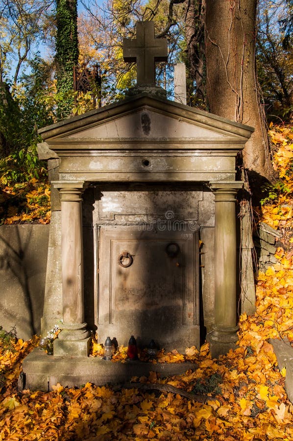 An Old Entombment on a Cemetery Stock Image - Image of architecture ...