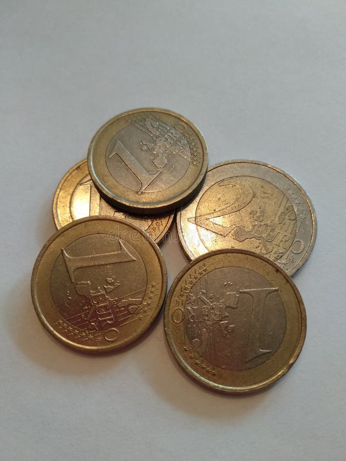 Old Euro Coins from Different Countries, Euro and Cents. Stock Photo ...