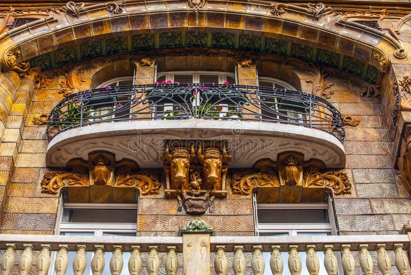 Old European House with Traditional Balconies and Windows Stock Photo ...