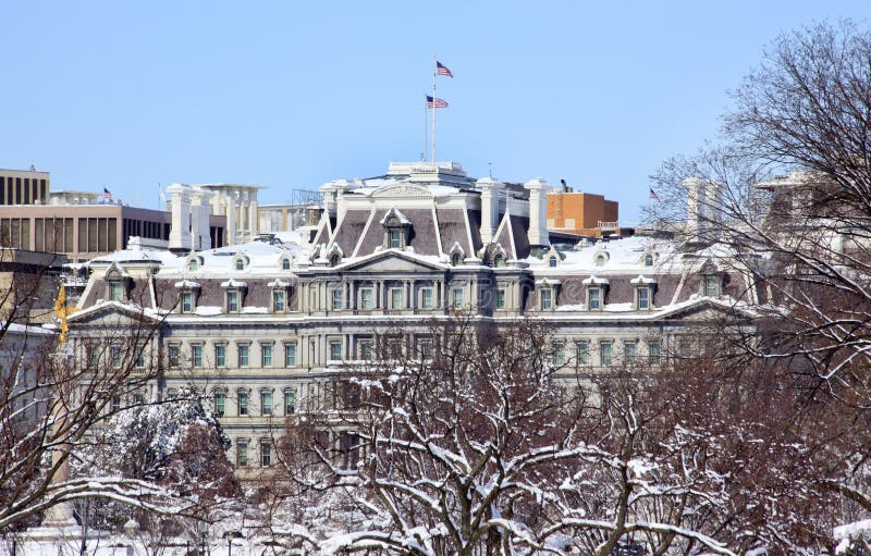 Old Excecutive Office Building Snow Washington Stock Image - Image of ...