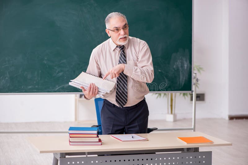 Old Male Teacher in the Classroom Stock Photo - Image of lecture ...