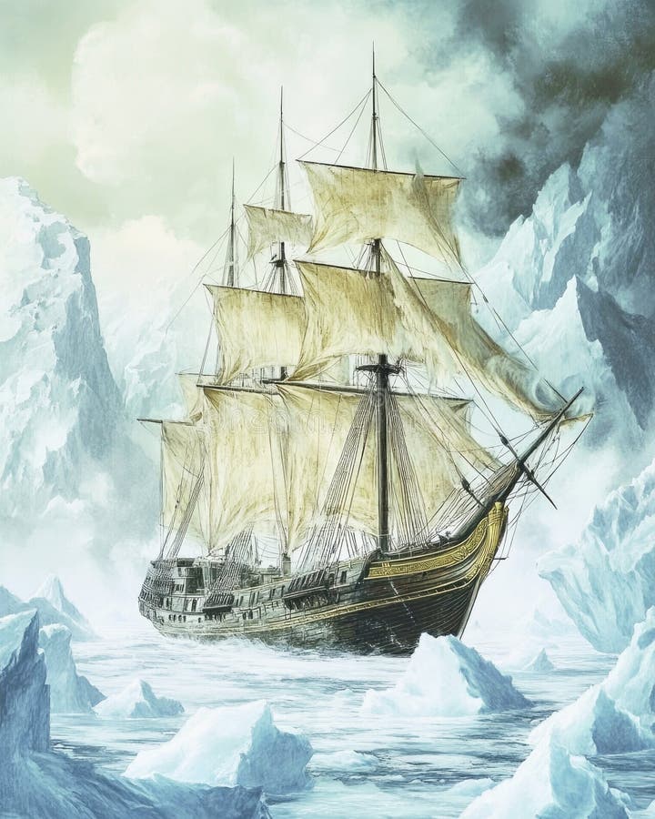 An Old Explorer Ship Charts Icy Arctic Waters during the Age of ...