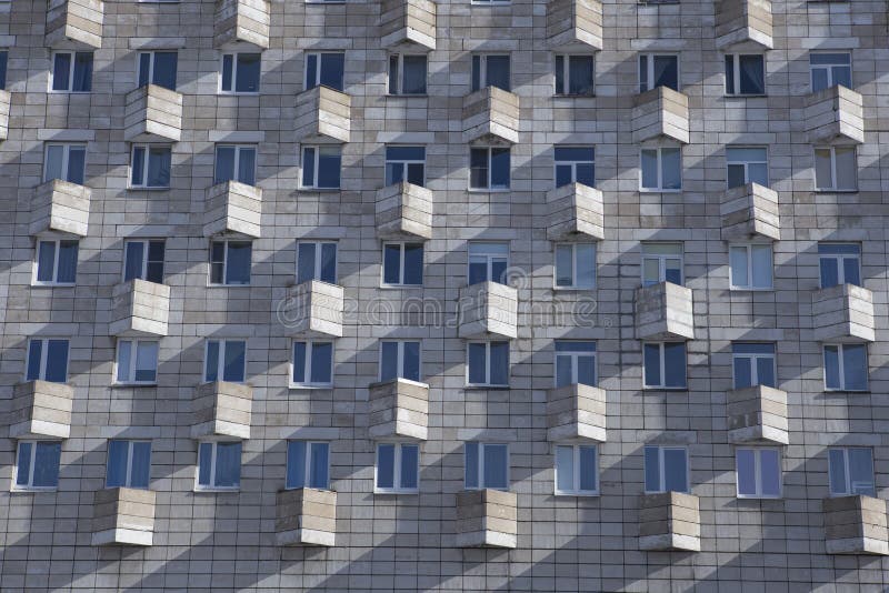 Old Facade of a Soviet Ussr Concrete Constructivism Brutalism Building ...