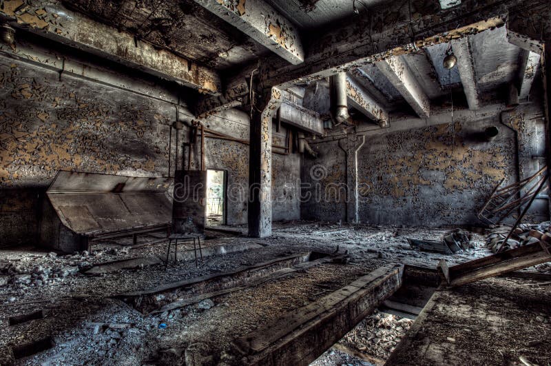 Old Ruined Factory Building from the Inside, Awesome Background Stock ...
