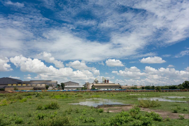 Old factory with blue sky stock image. Image of environment - 81139821