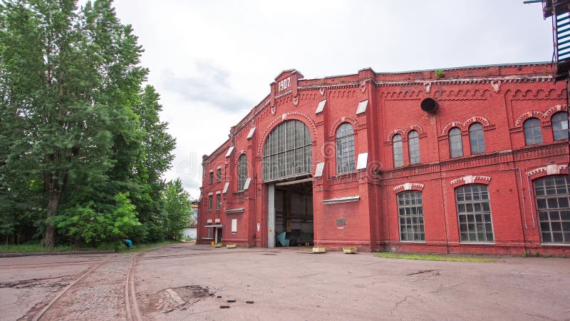 The Old Factory Bricks Building with Windows and Gates Timelapse ...