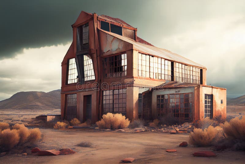 Old Factory, with Broken Windows and Rusted Metal, Surrounded by ...