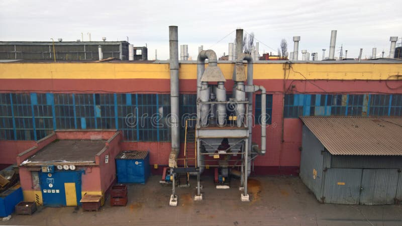 Old Factory Building. Color Facade Stock Image - Image of facade ...