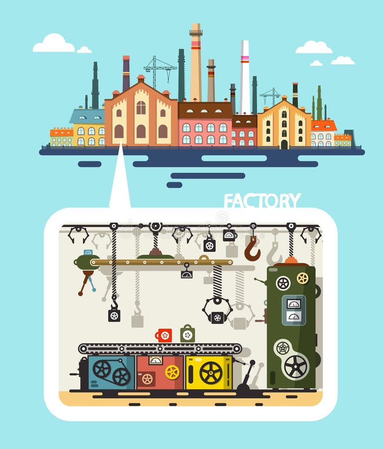 Old Factory - Industrial Flat Design Vector Building Stock Illustration ...
