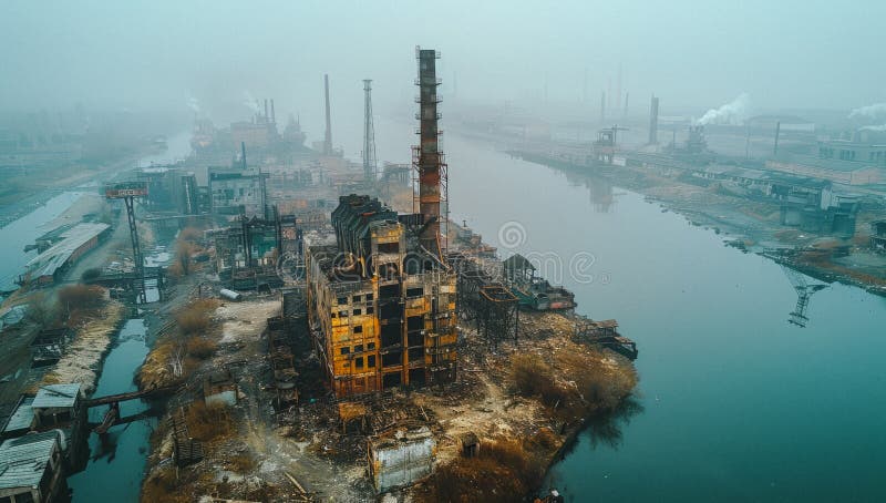Old factory and the river stock photo. Image of plant - 313385352