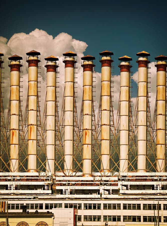 Old Factory on Sky Background Stock Photo - Image of metallic ...
