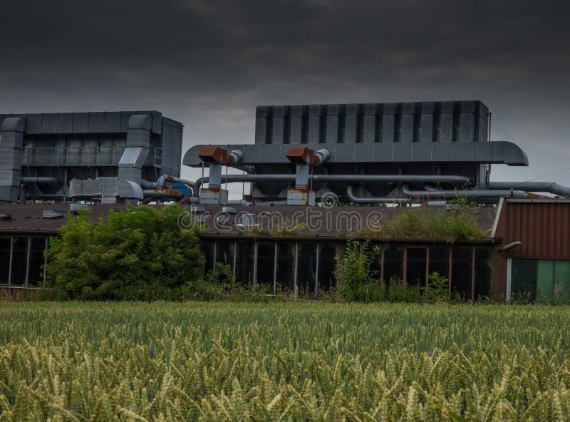 The Old Factory in a Wheat Field Stock Image - Image of field, cloud ...