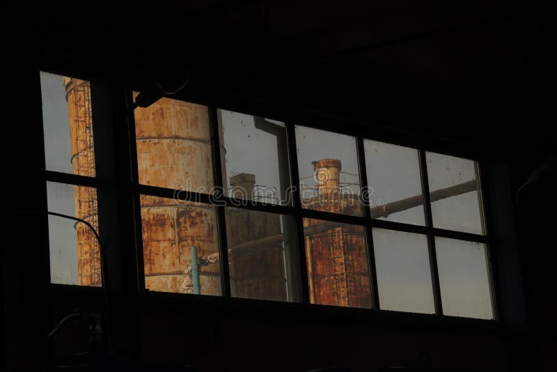 Old Factory through the Window Stock Photo - Image of abandoned ...
