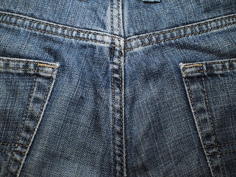 Old Faded Blue Jeans. Macro. Pocket on Old Blue Jeans Stock Image ...
