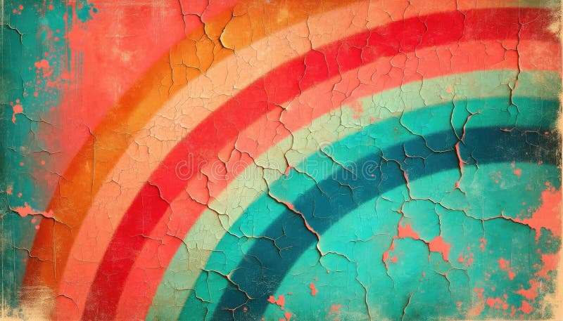 Old Faded Rainbow Colored Wall with Peeling Paint, Creative Background ...