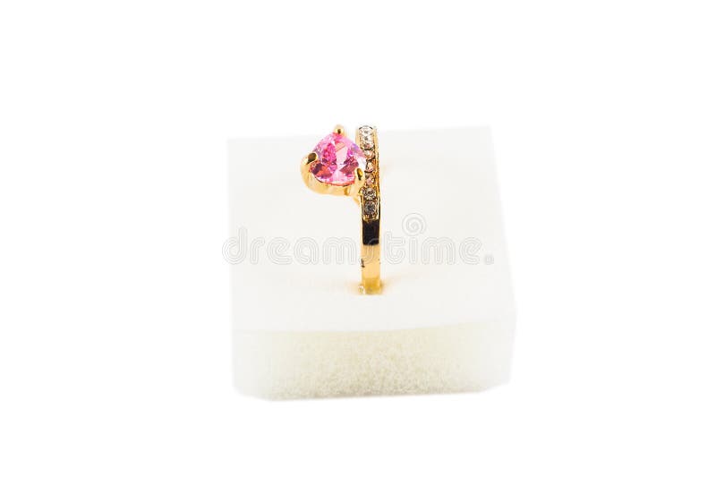 Old Fake Gold Ruby Ring in White Background Stock Photo - Image of gold ...