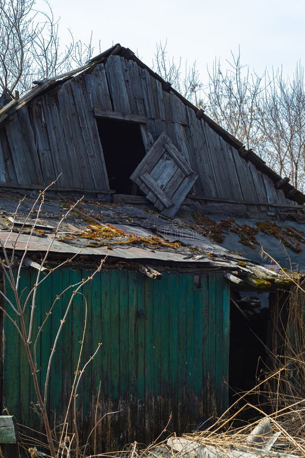 Old and Falling Apart from Old Age Rustic Wooden House Stock Photo ...