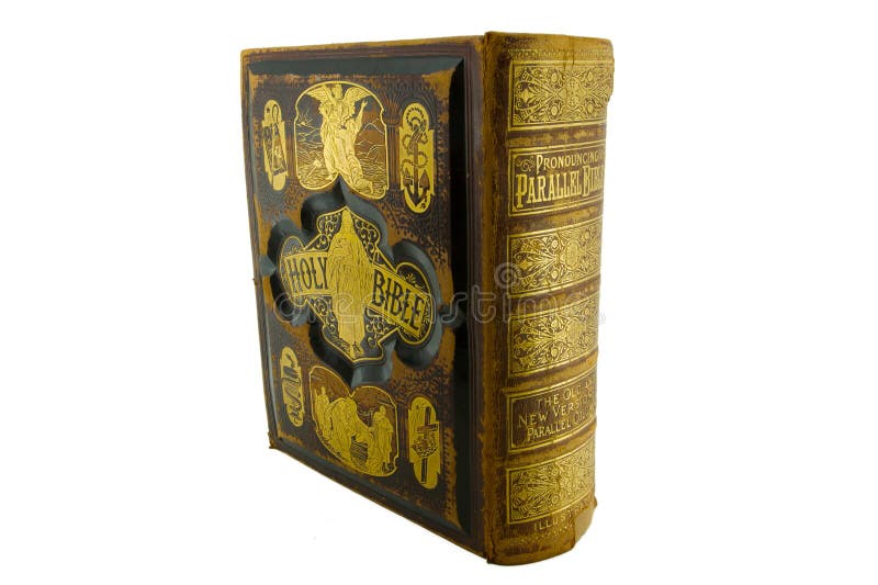 Old Family Bible Front and Binding Edge Stock Image - Image of writing ...