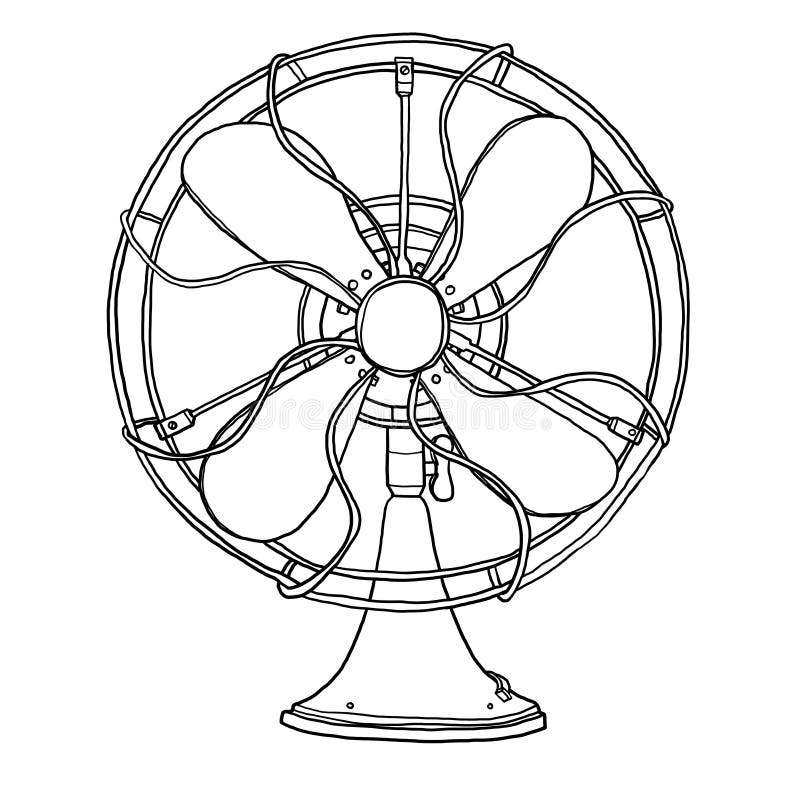 Old Fan Hand Drawn Cute Line Art Illustration Stock Illustration ...