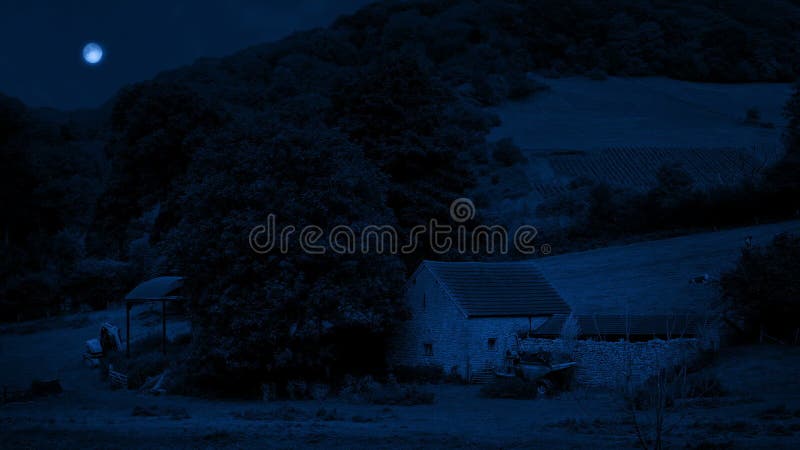 Old Farm Building in the Field at Night Stock Video - Video of rural ...
