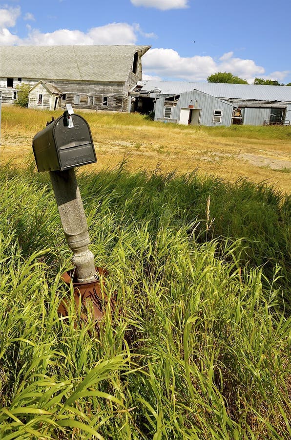 Old farm falling to ruins stock photo. Image of mailbox - 44650872