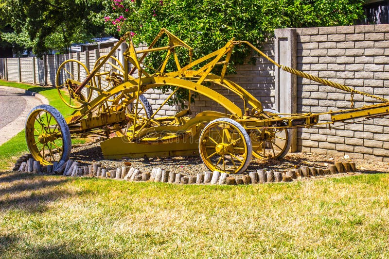 Old Farm Pull Plow on Display Stock Image - Image of springs, rods ...