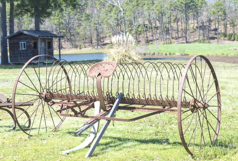 Old farm rake stock image. Image of field, tool, lake - 53085495