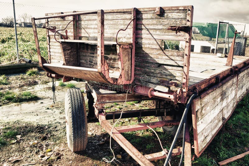 Rusty old farm trailer stock photo. Image of wheel, trailer - 29201212