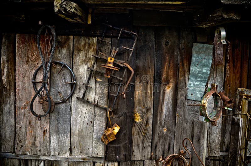 Old Hand Tools in Vintage Workshop Stock Photo - Image of mechanic ...