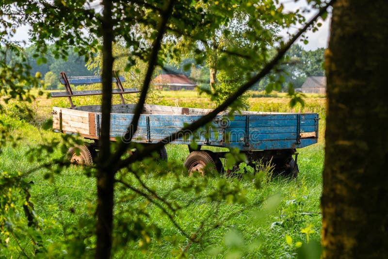 Old Farm Trailer Stands Abandoned on a Field Stock Photo - Image of ...