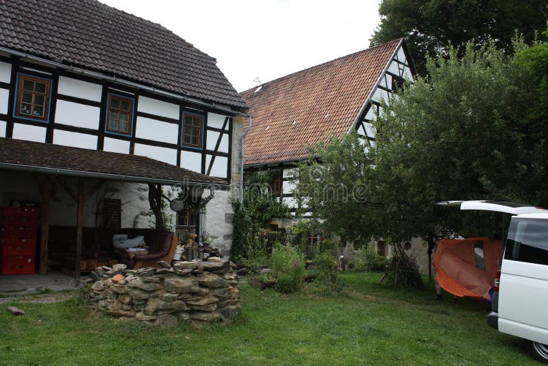 Old farm with a well stock image. Image of walls, stone - 102582073