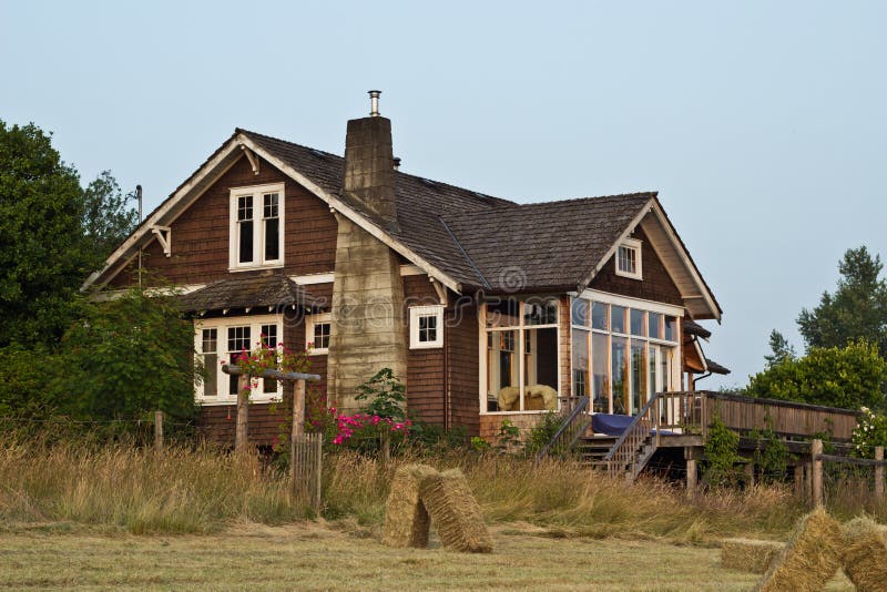 Old Farmhouse with Hay Field Stock Photo - Image of mountain, outdoor ...