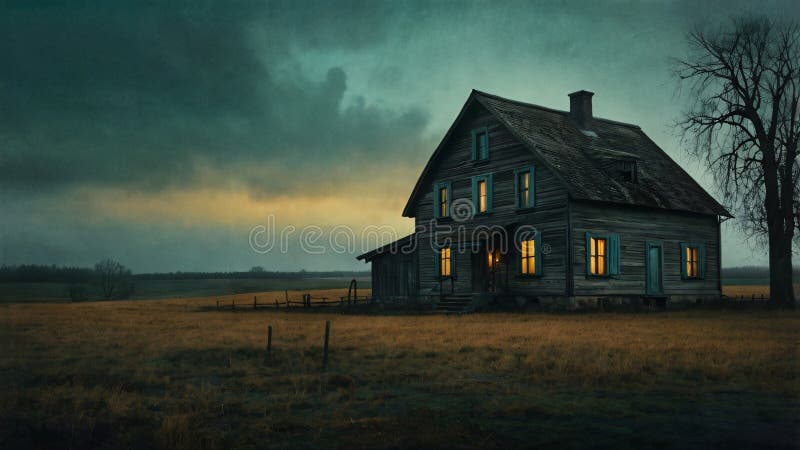 Rustic Farmhouse at Dusk Wallpaper Stock Image - Image of dwelling ...