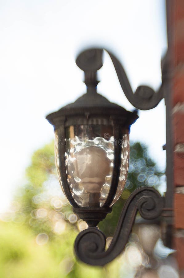 Old Fashion Lamp Post on Brick Wall Stock Photo - Image of francisco ...