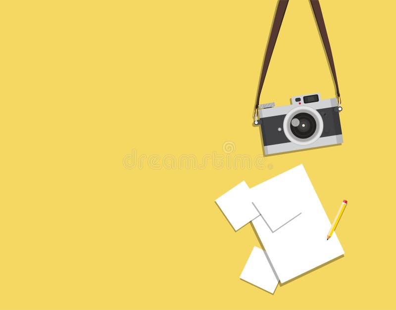 Old Fashion Vintage Camera with Paper Stock Vector - Illustration of ...