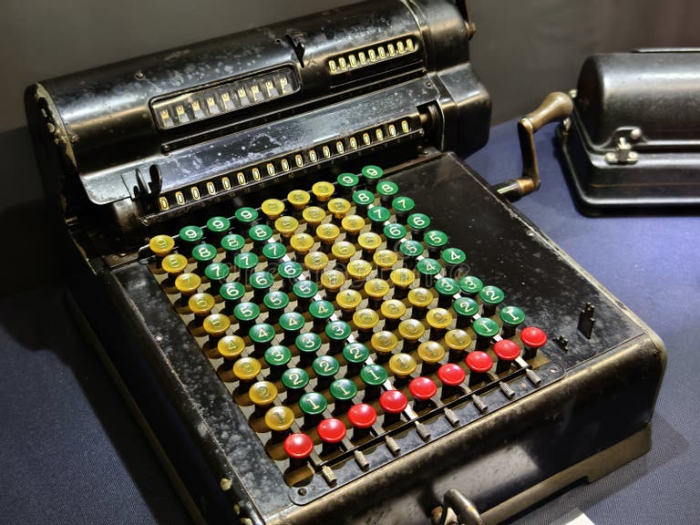 An Old Fashioned Adding Machine Features a Drawer Located Underneath it Stock Image - Image of ...