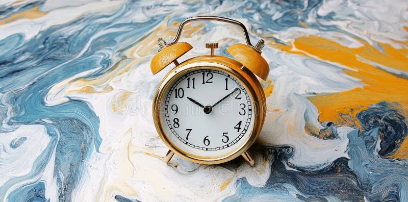 Old-fashioned Alarm Clock with an Abstract Swirling Paint Background ...