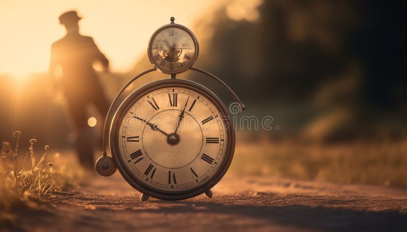 Old Fashioned Alarm Clock Wakes Men at Dawn Generated by AI Stock ...